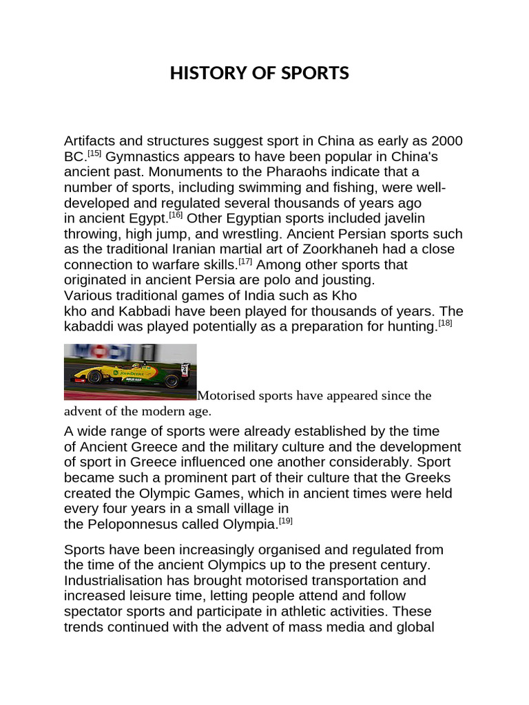 History of Sports | PDF