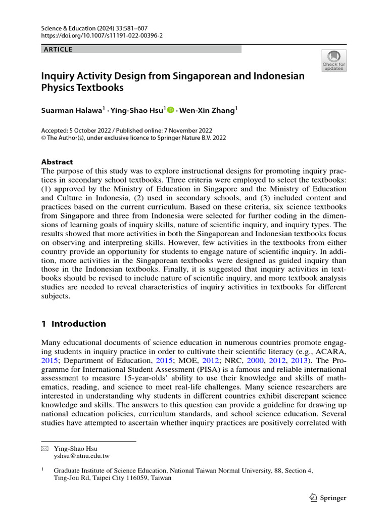 Inquiry Activity Design From Singaporean and Indonesian Physics ...