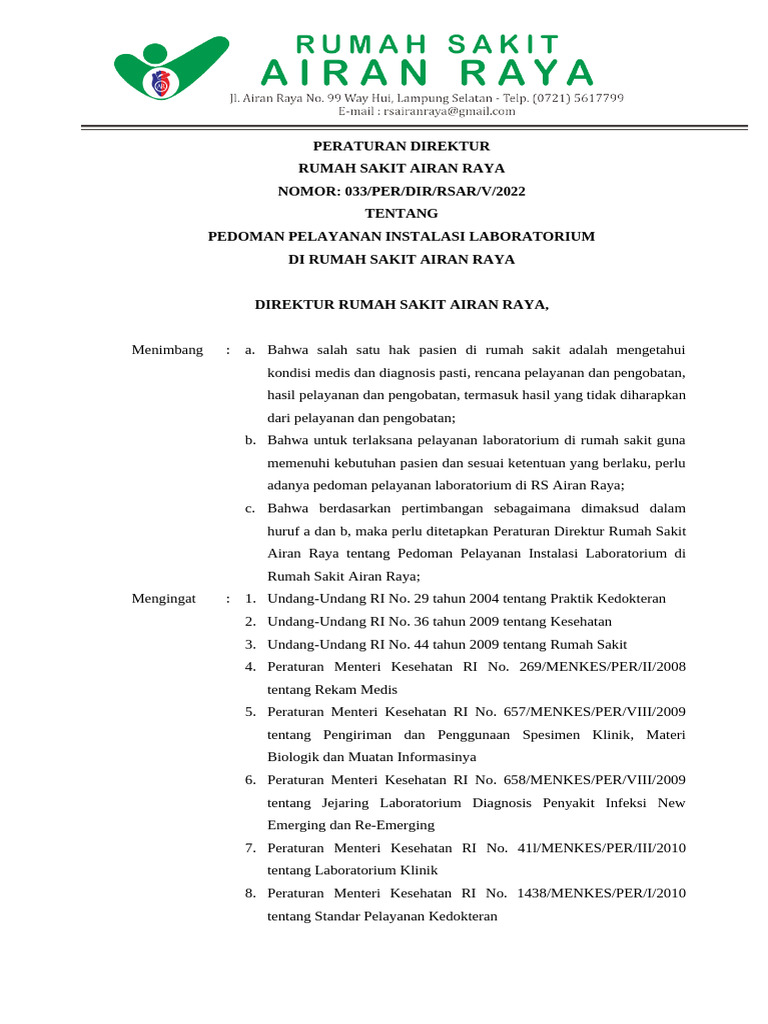 Pedoman Pelayanan Laboratorium | PDF