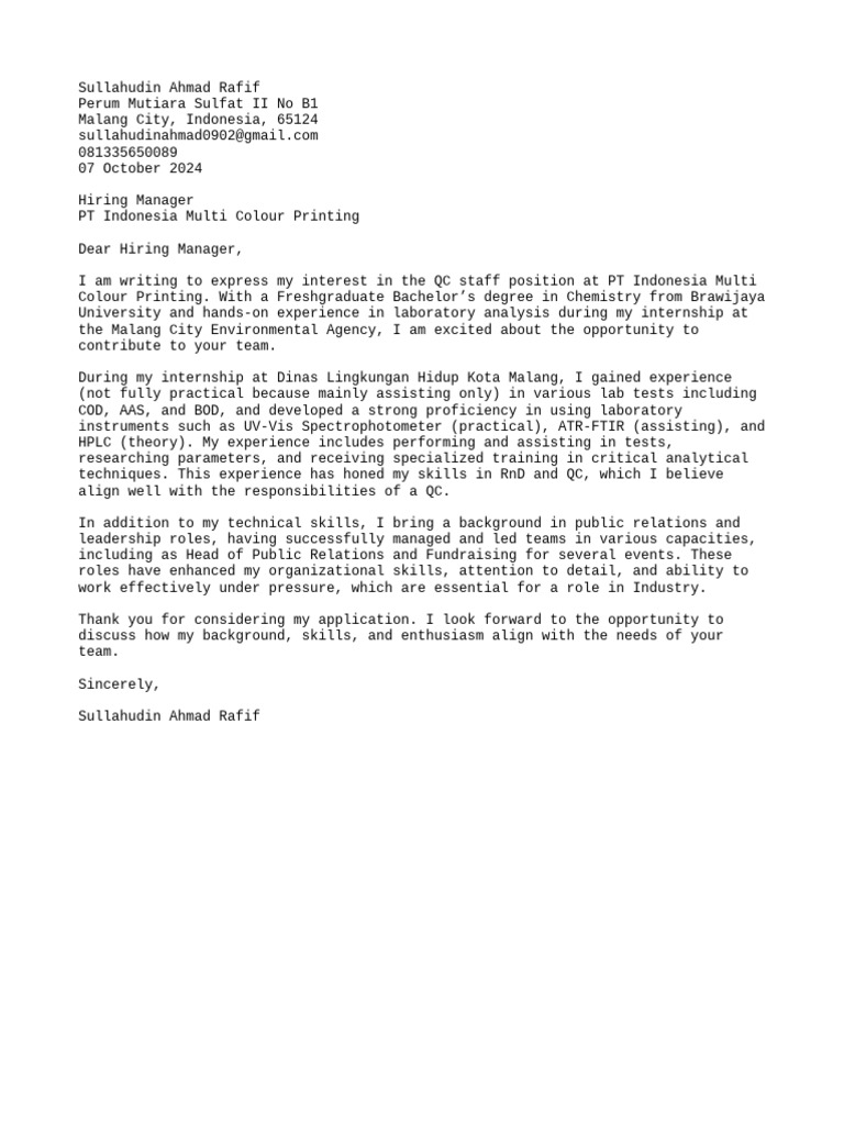 Coverletter 3 | PDF | Career & Growth | Business