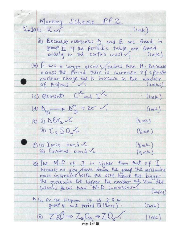 Chem MARKING SCHEME P2 | PDF