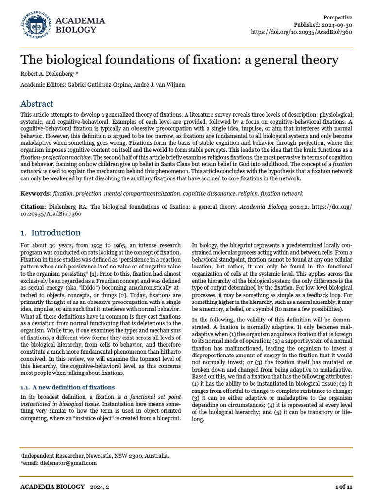 The - Biological - Foundations - of - Fixation - A General Theory | PDF ...