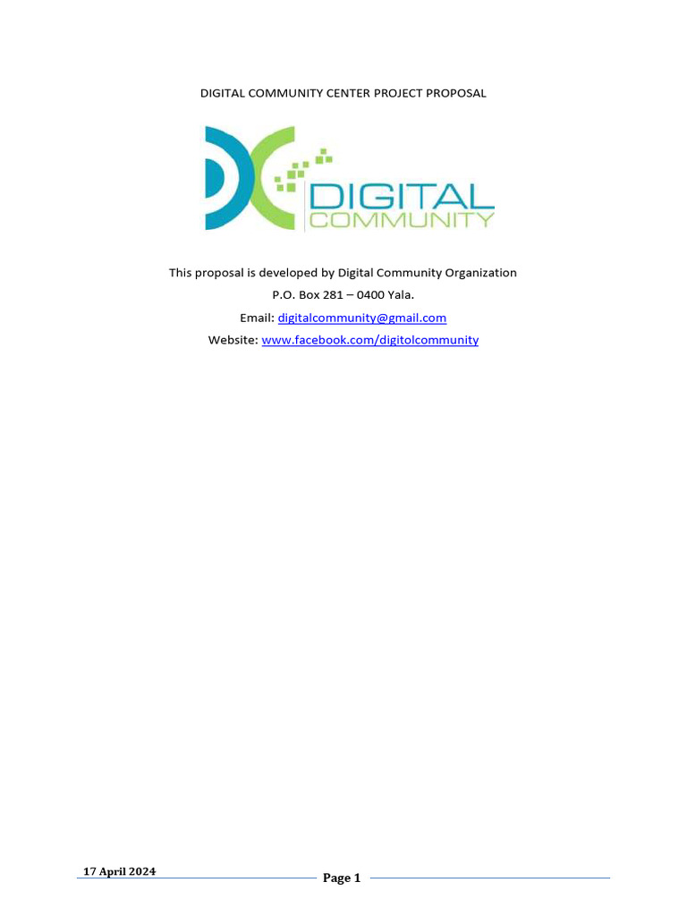 Digital Community Center Proposal Summary - Draft | PDF | Employment ...
