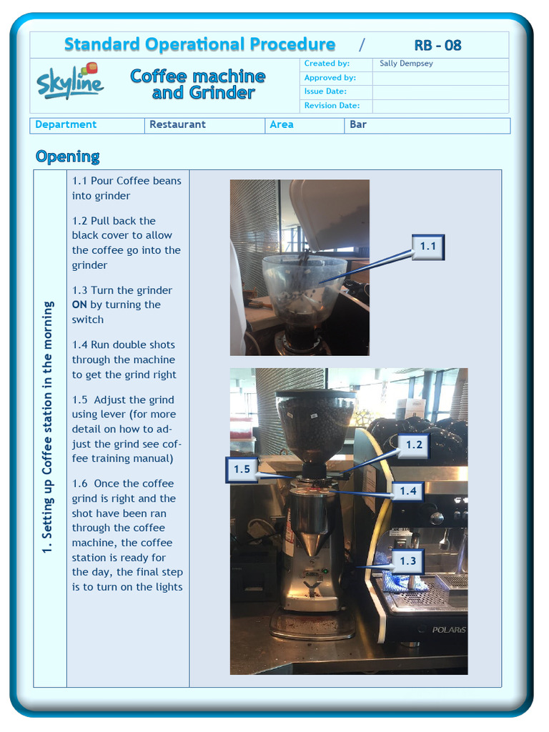 SOP Coffee Grinder and Machine | PDF | Coffee | Drink