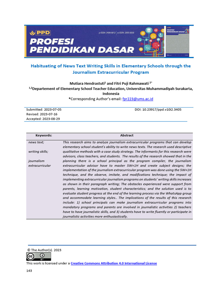 Habituation of News Text Writing Skills in Element | PDF | Teachers ...