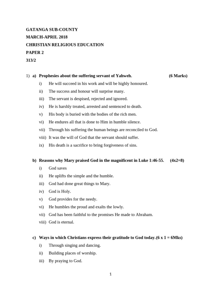 Cre Pp2 Marking Scheme | PDF | Jesus | Temple In Jerusalem