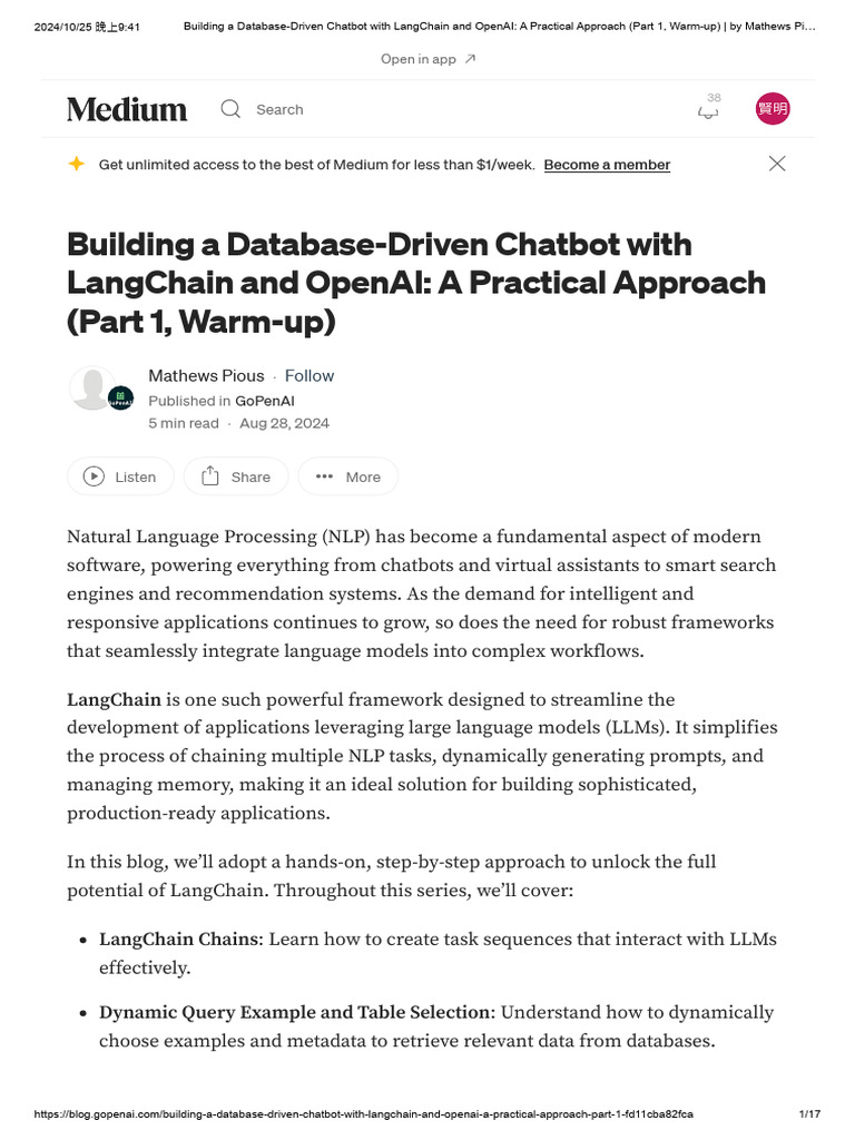 Database Chatbot with LangChain Guide | PDF | Databases | Sql