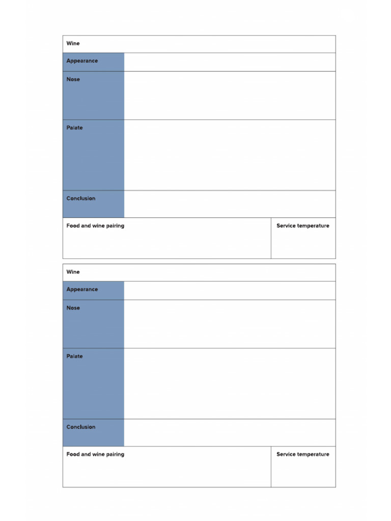 Tasting Chart | PDF