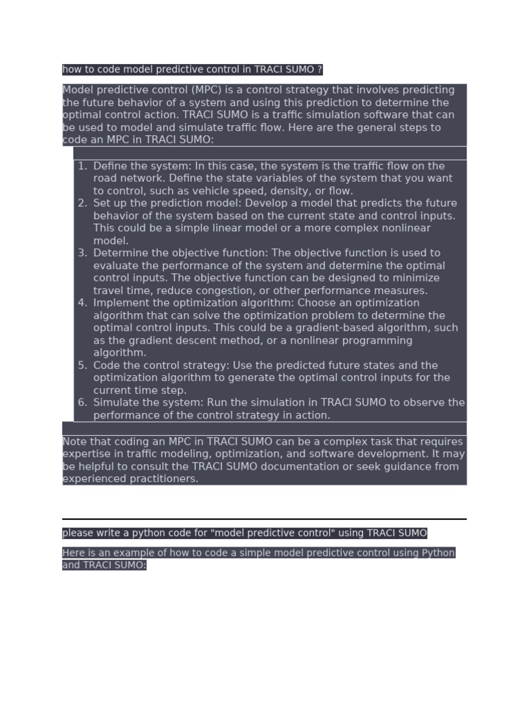 1 How To Code Model Predictive Control in TRACI SUMO | PDF | Algorithms | Applied Mathematics