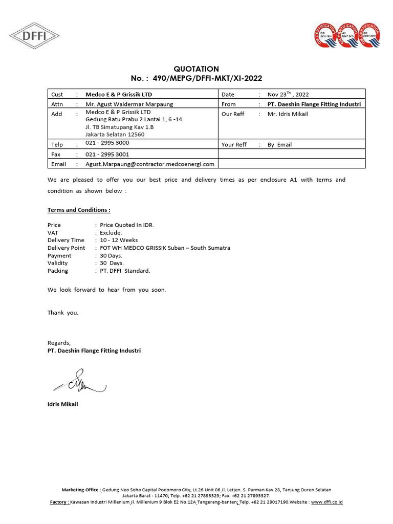 Quotation Letter & A1-2 | PDF | Plumbing
