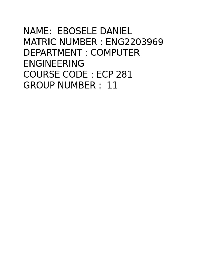 Ecp 281 Project by Daniel Ebosele | PDF | Software | Operating System