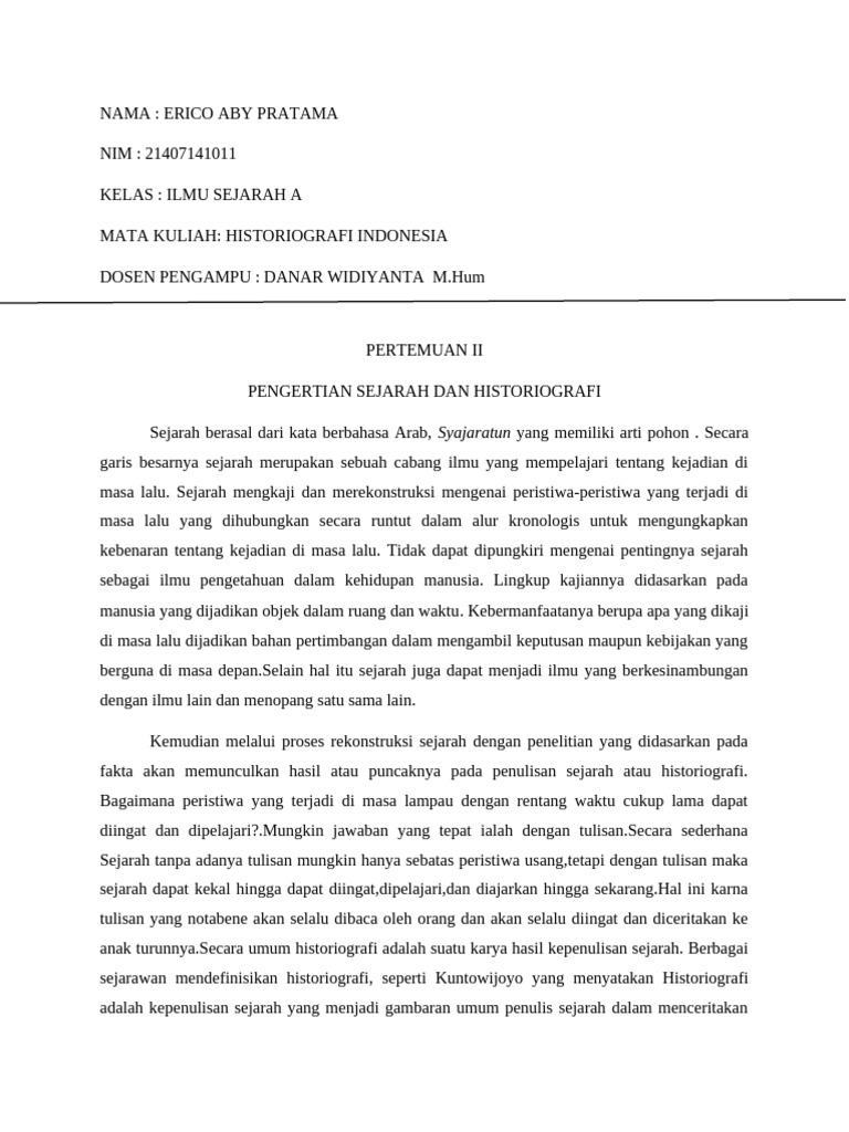 Essai Historiografi Indonesia Pert 2 | PDF