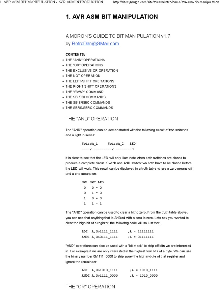 Avr Asm Bit Manipulation - Avr Asm Introduction | PDF | Bit | Byte