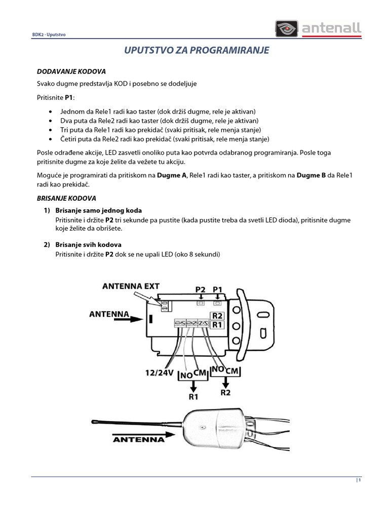 Uputstvo Za Programiranje Bear BDK2 | PDF