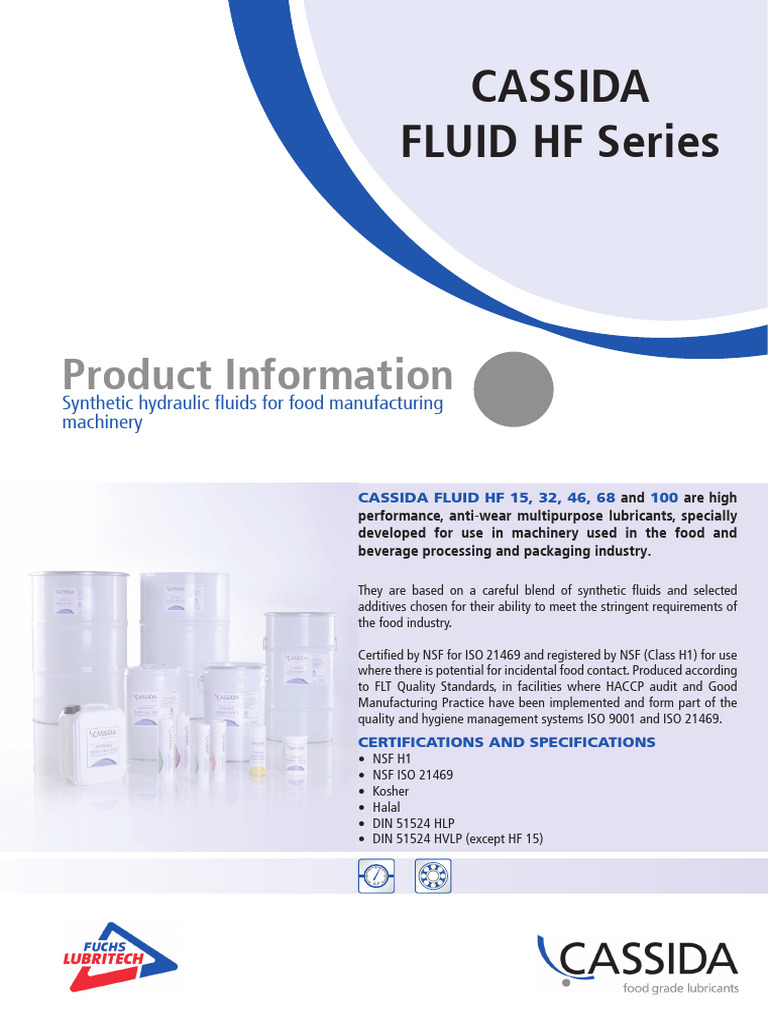 Cassida Fluid HF 15 32 46 68 100 PDS（英文） | PDF | Lubricant | Mechanical ...
