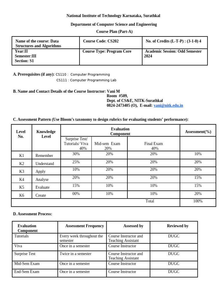 CS202 DSA Plan | PDF | Algorithms | Time Complexity CS202 DSA Plan | PDF | Algorithms | Time Complexity