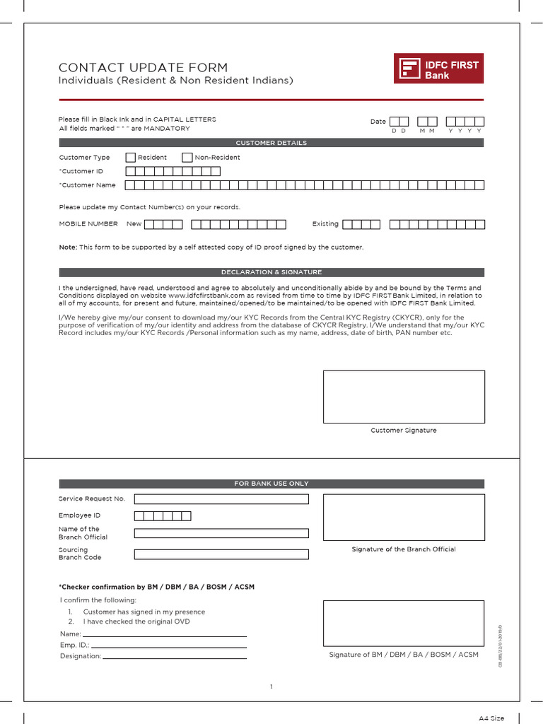 KYC Contact Update Form | PDF