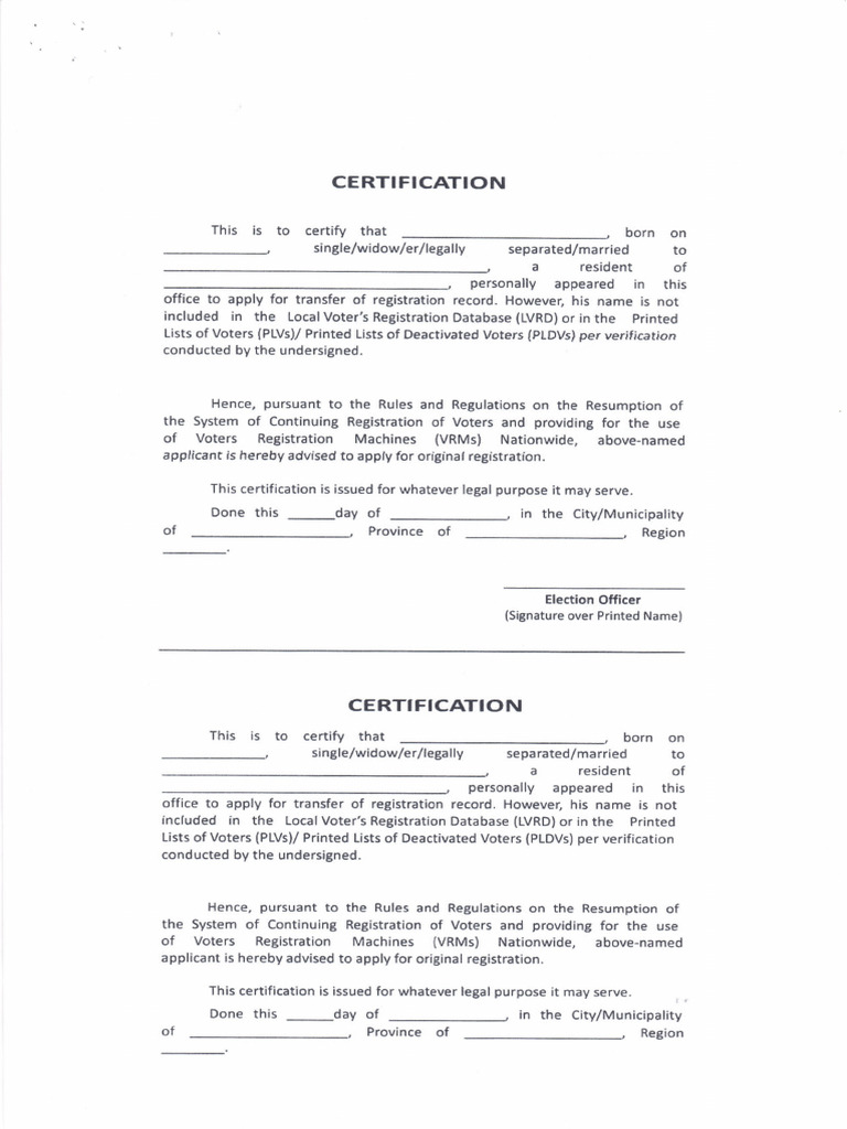 Registration Certification | PDF