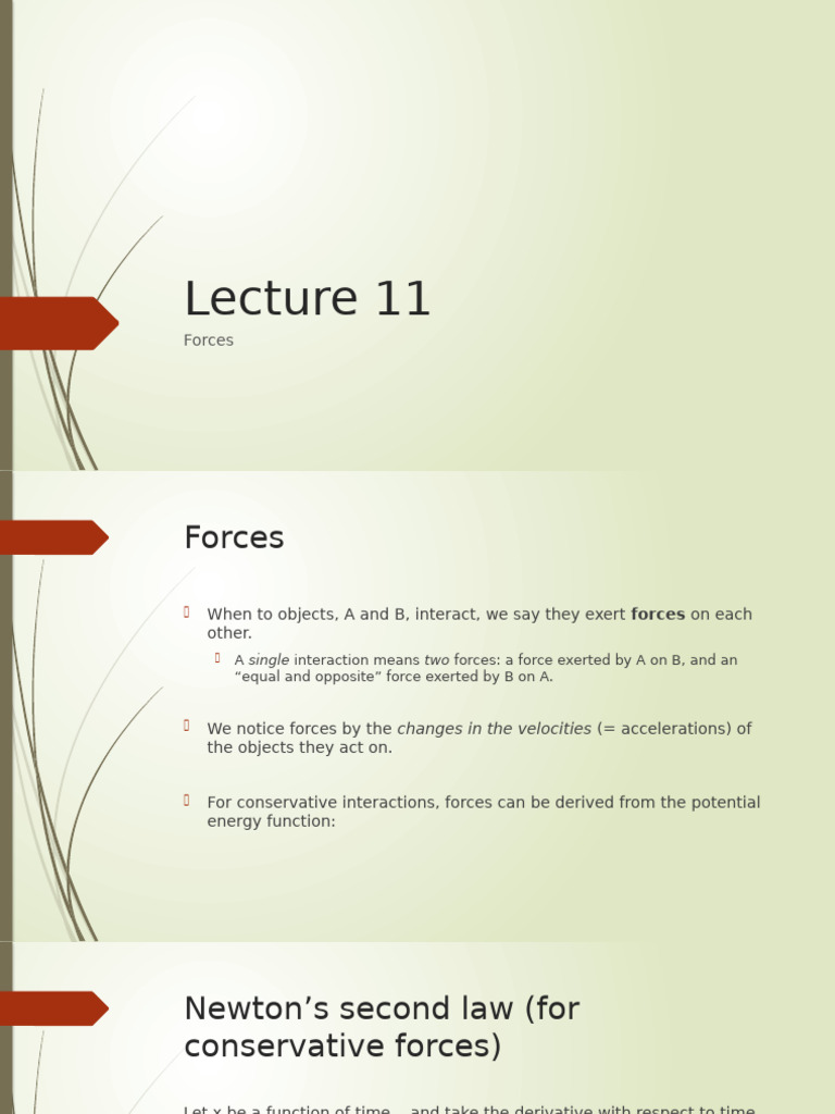Lecture 11 Fall24 Pre | PDF | Force | Momentum