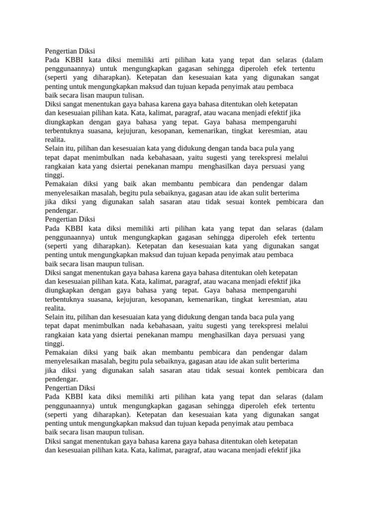 Pengertian Diksi | PDF