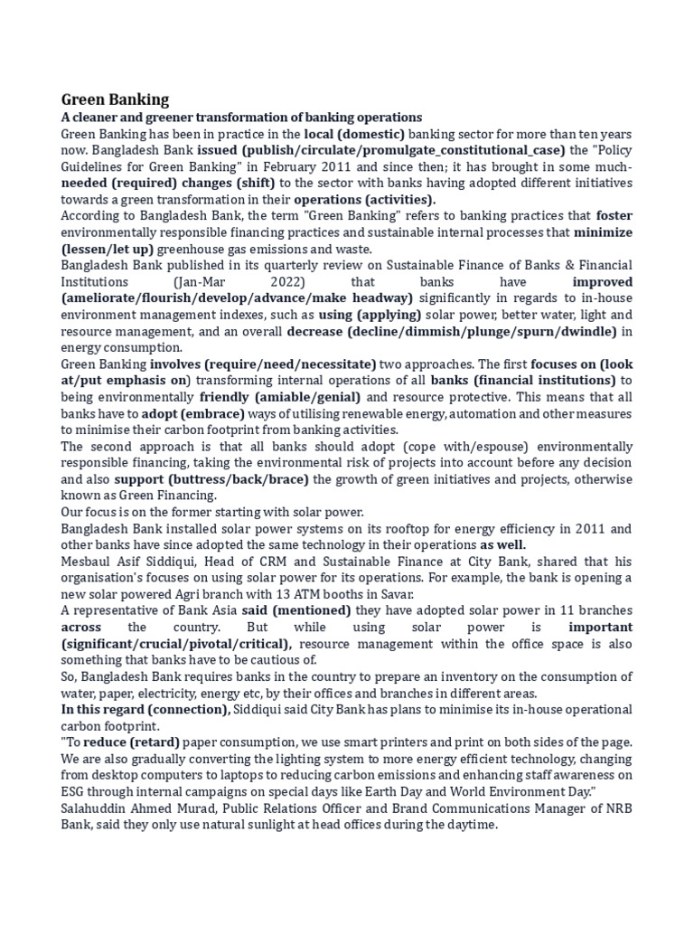 Green Banking | PDF | Solar Power | Sustainability