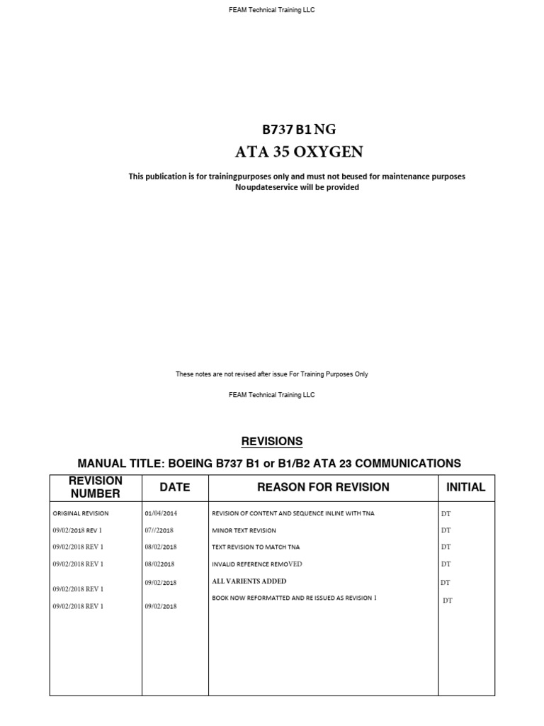B737NG ATA 35 - Oxygen | PDF