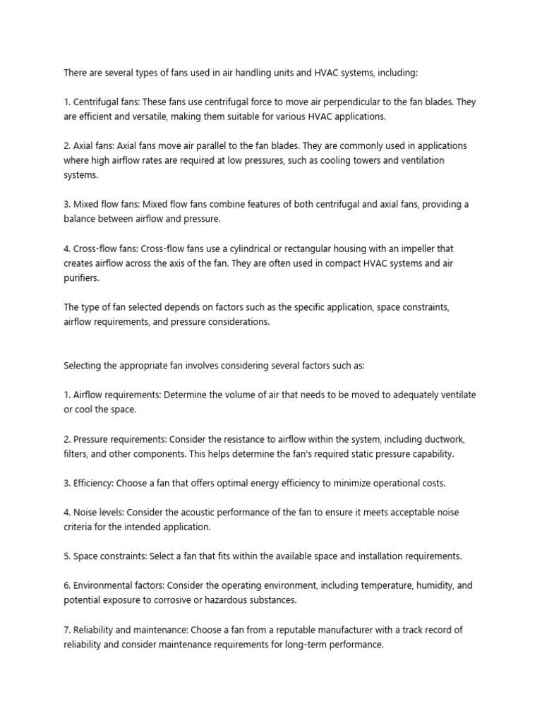 HVAC Fan Selection Guide | PDF | Business | Home & Garden