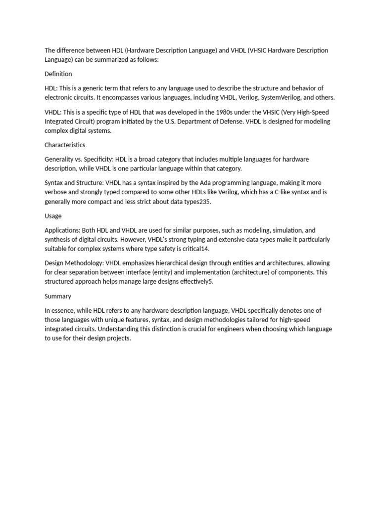 Diff HDL and VHDL | PDF