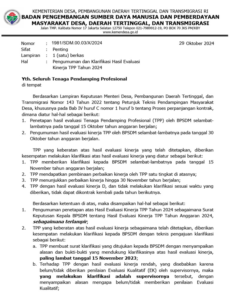 SK Hasil Evkin TPP 2024 - Jabar | PDF