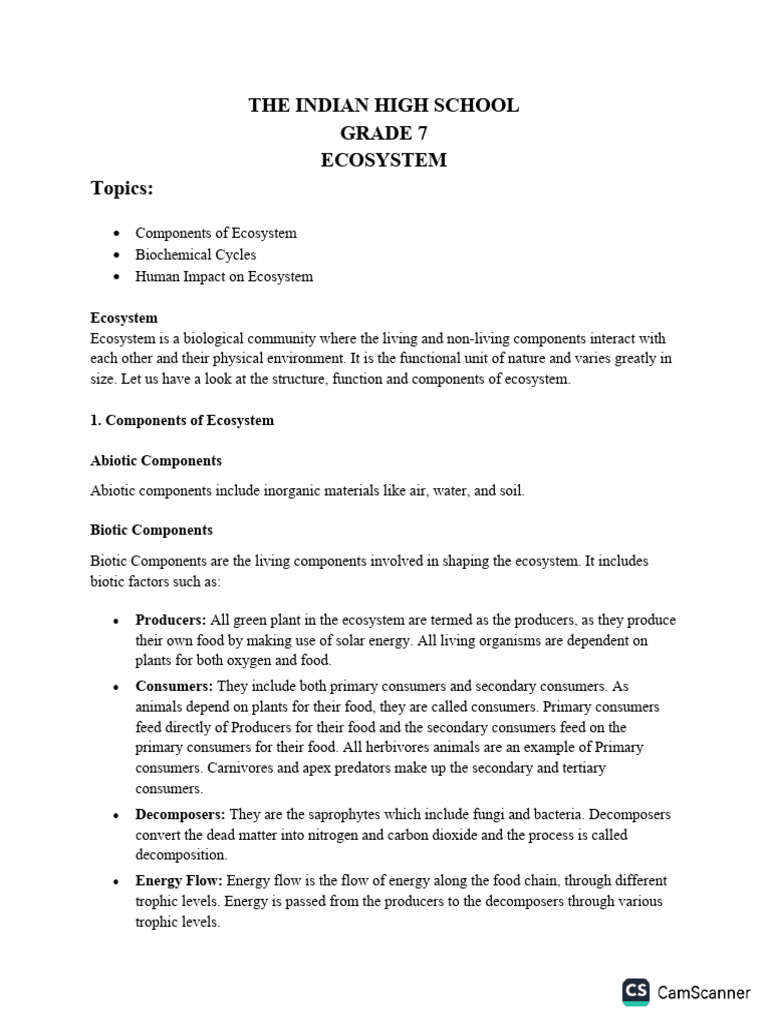 GRADE 7-ECOSYSTEM (Handout) | PDF | Ecosystem | Food Web