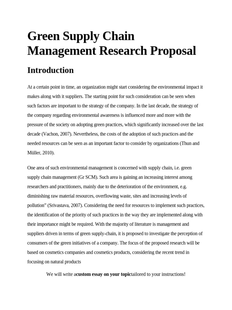 Proposal | PDF | Focus Group | Supply Chain