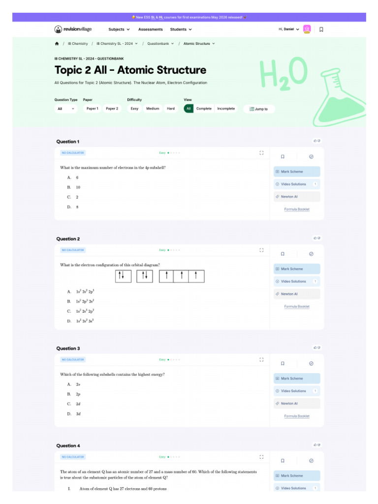 Screencapture Revisionvillage Ib Chemistry SL Questionbank Atomic ...