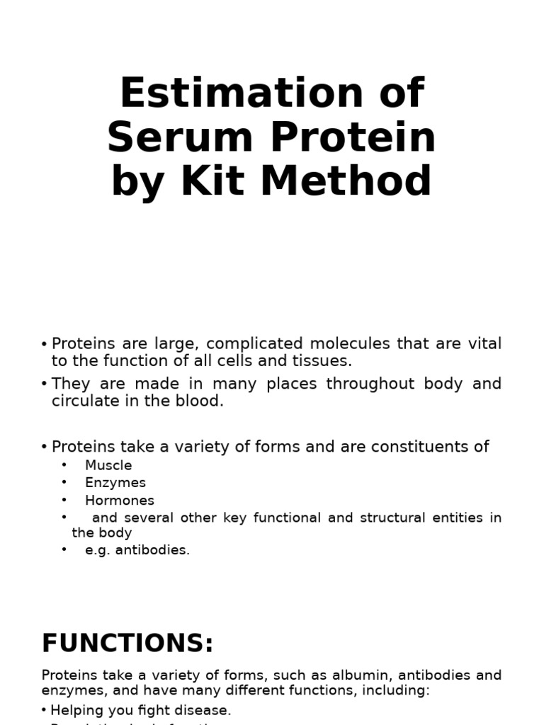 Serum Protein Estimation Guide | PDF | Proteins | Blood Plasma