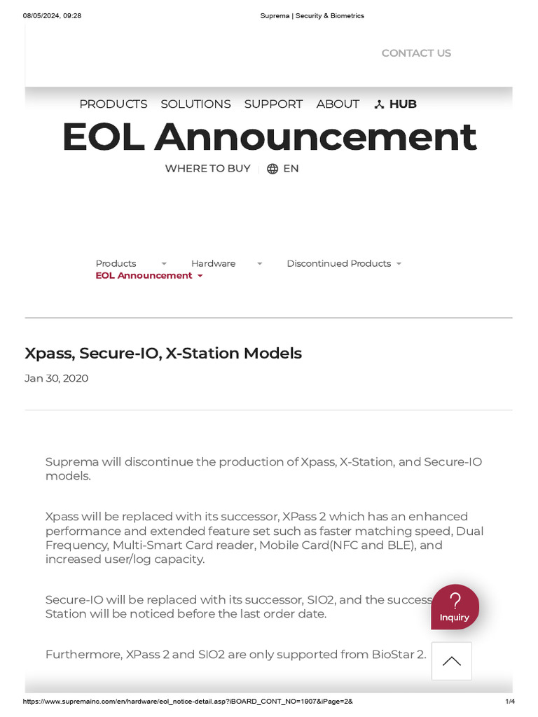 Suprema - Security & Biometrics-EOL | PDF | Computing | Information Technology