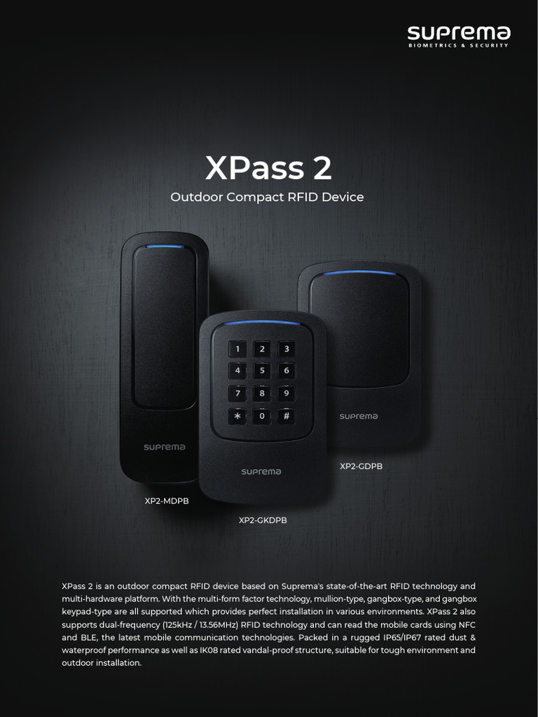 Suprema Xpass 2 Datasheet | PDF | Computer Science | Electronics