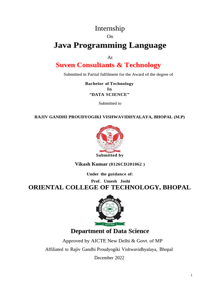 Eoi3 Java Intern Vikash Kumar Pdf Method Computer Programming Inheritance Object