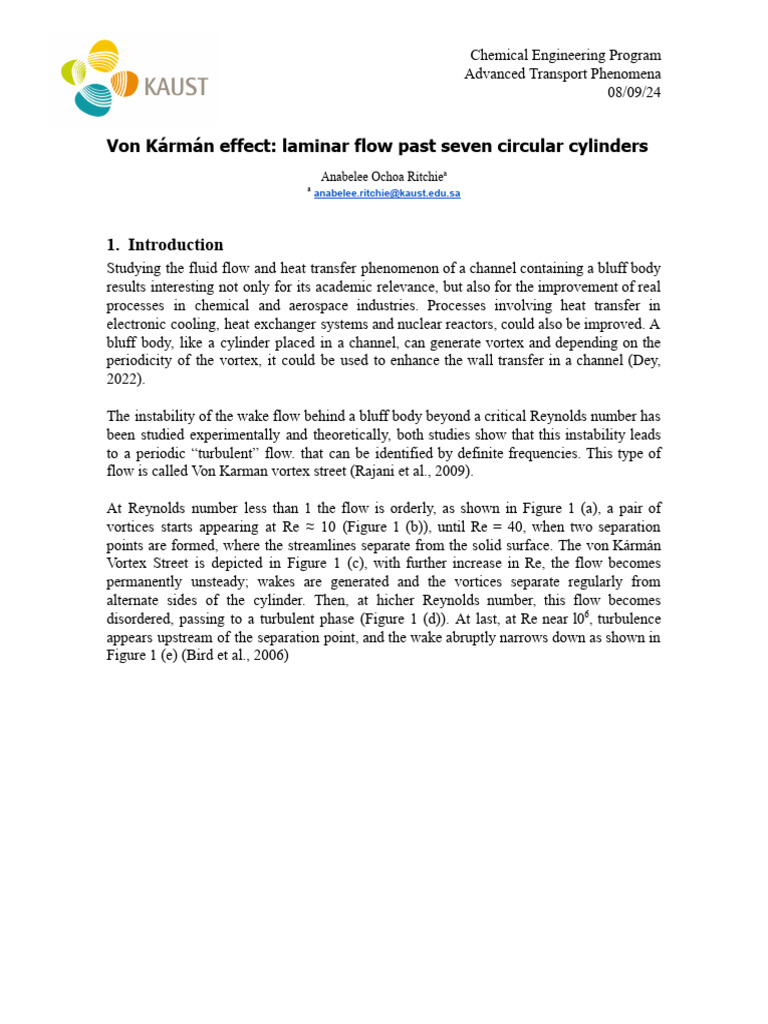 Von Kármán Effect - Laminar Flow Past Seven Circular Cylinders | PDF ...