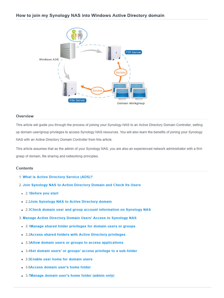 How To Join My Synology NAS Into Windows Active Directory Domain - Synology Inc | PDF | Active ...