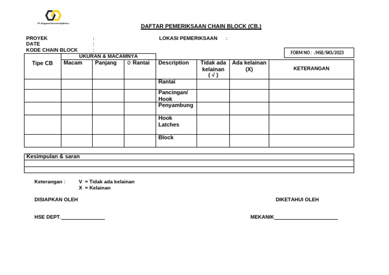 Chain Block Inspection | PDF