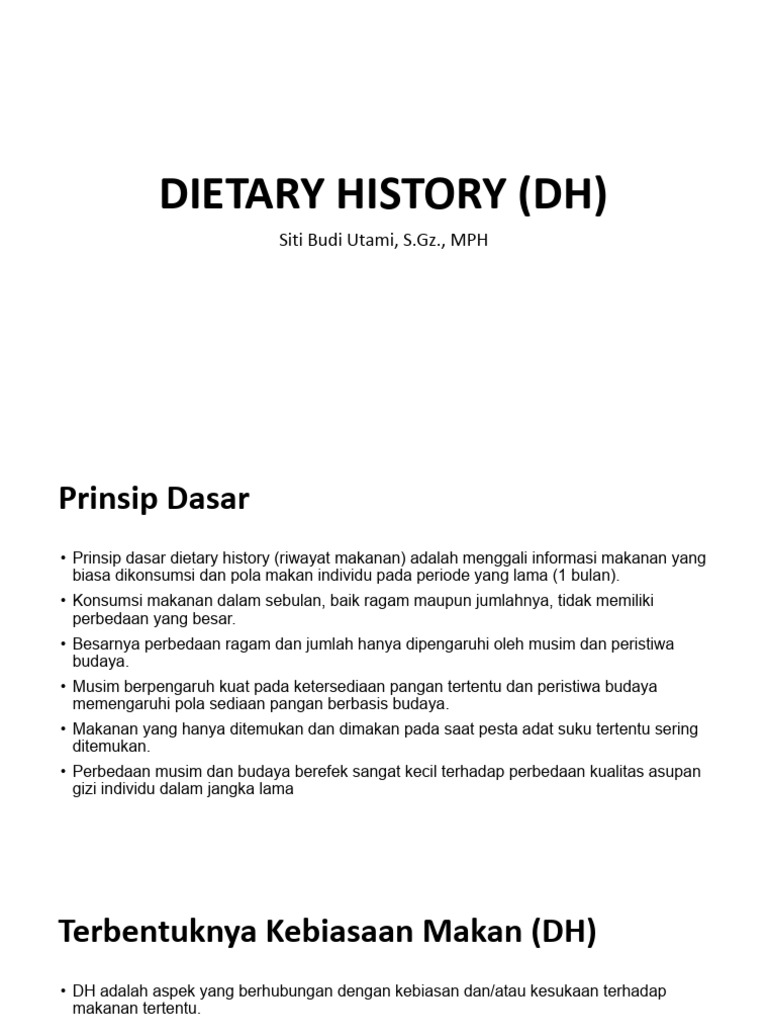 Panduan Lengkap Dietary History | PDF