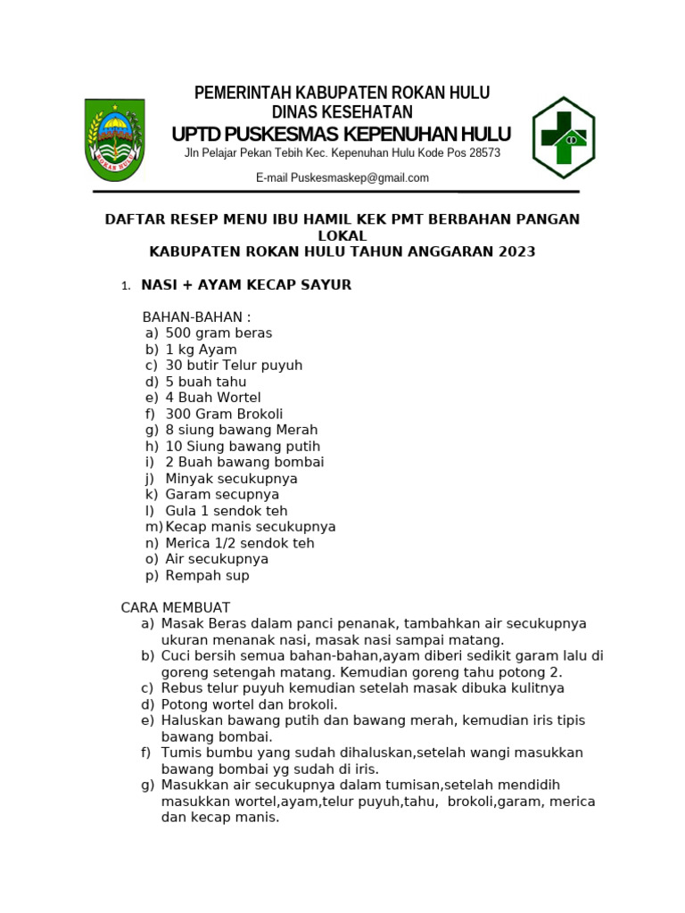 CONTOH CARA MEMASAK PMT BERBAHAN PANGAN LOKAL 2024 | PDF CONTOH CARA MEMASAK PMT BERBAHAN PANGAN LOKAL 2024 | PDF