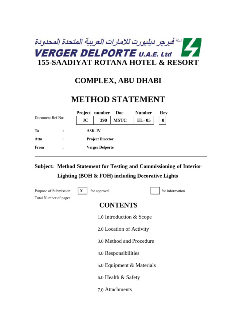 MS - Testing and Commissioning of Interior Lighting (BOH and FOH ...