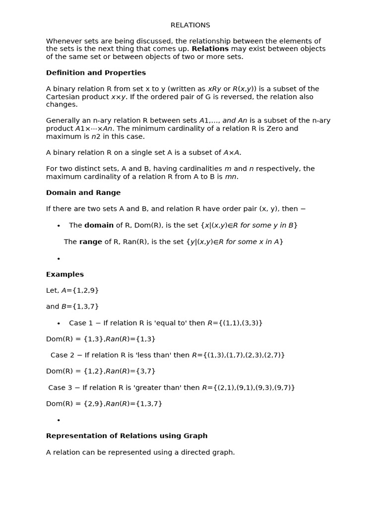 Relations | PDF | Vertex (Graph Theory) | Mathematical Relations