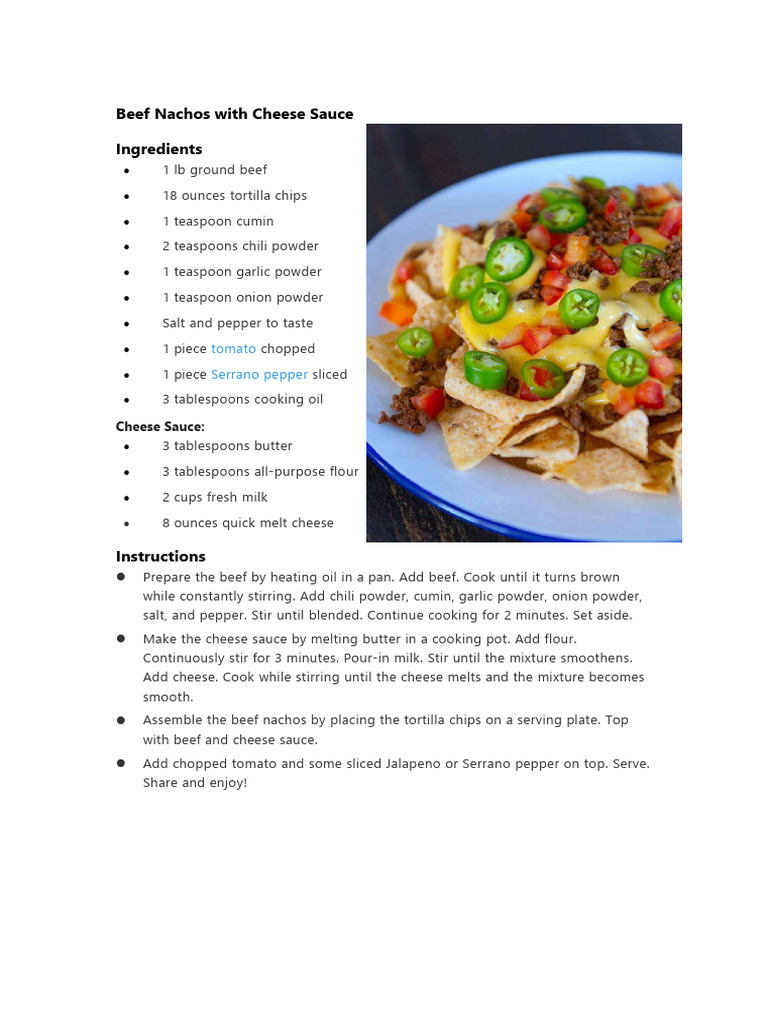 Beef Nachos With Cheese Sauce | PDF