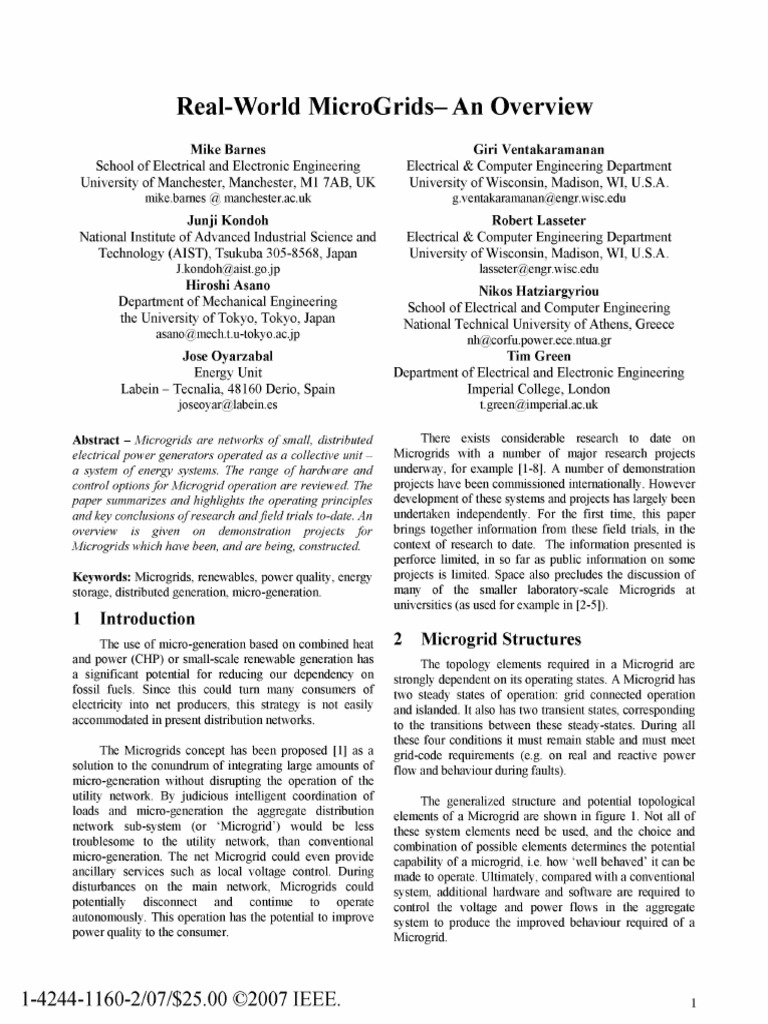Real-World MicroGrids-An Overview | PDF | Power Electronics | Distributed Generation