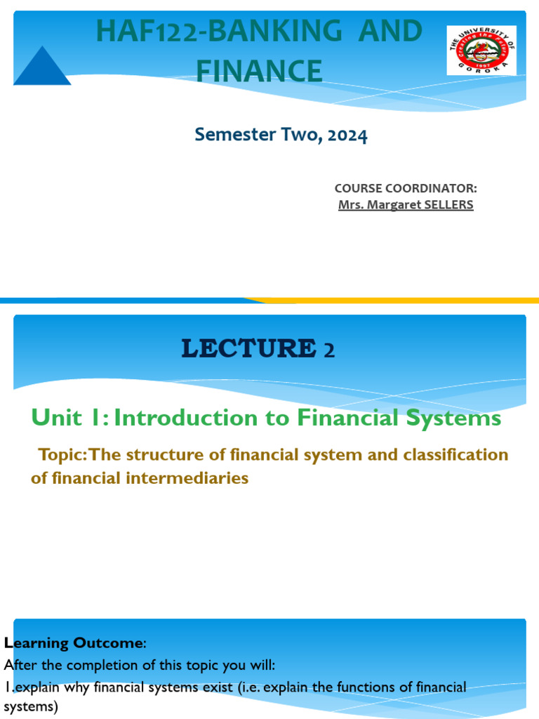 HAF 122-Lecture 2 FS Structure | PDF | Securities (Finance) | Banks