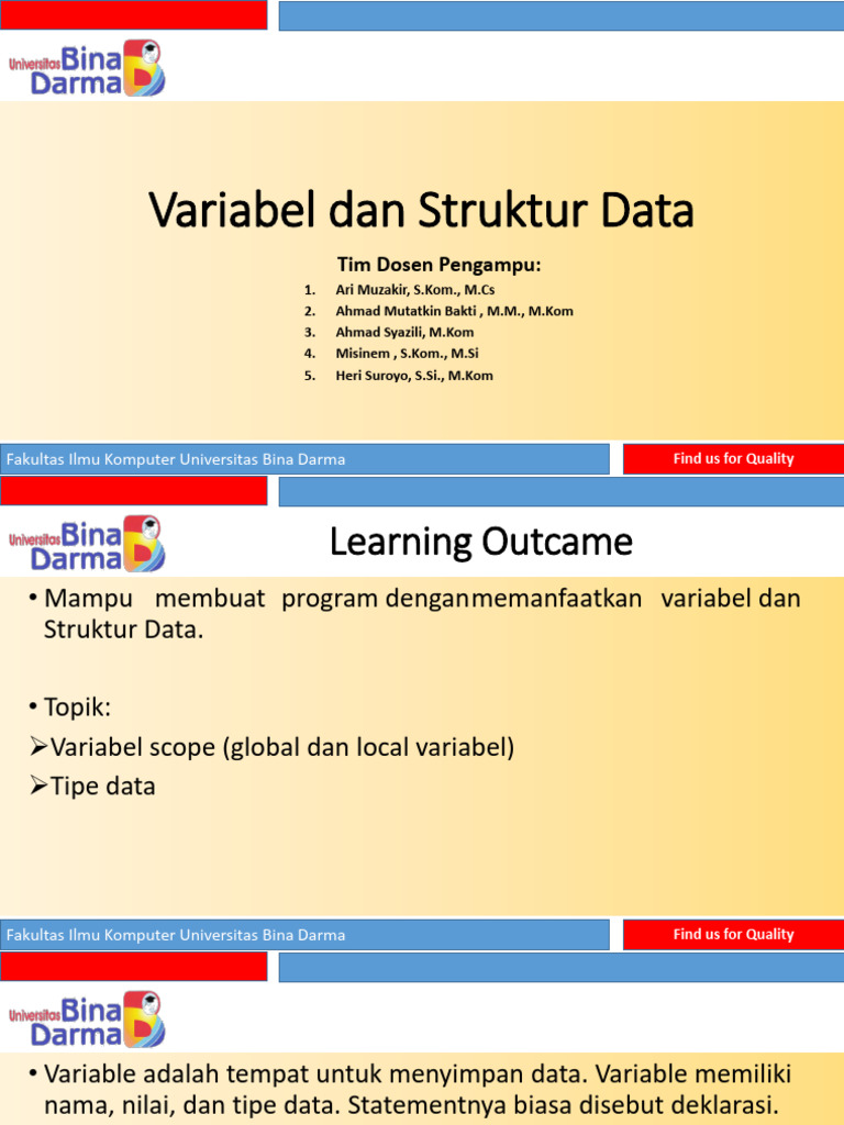 Praktek Variabel Dan Struktur Data | PDF | Komputer