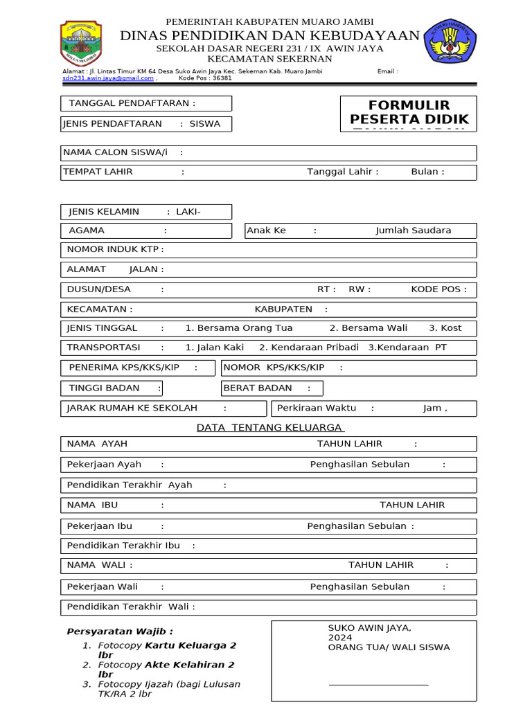Formulir PSB SD | PDF