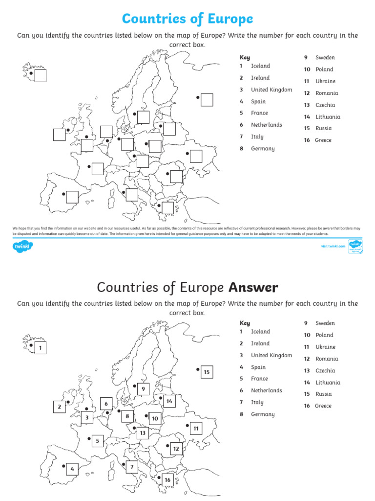 locating-countries-of-europe-map | PDF | Europe