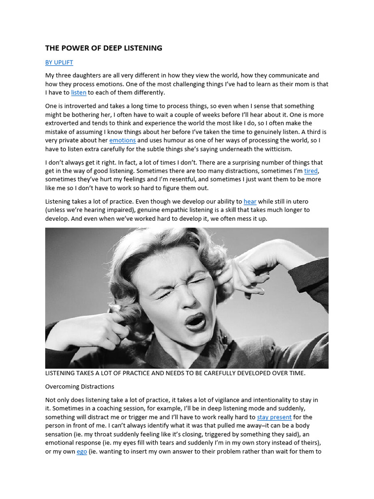 Mastering Deep Listening Skills | PDF | Risk | Empathy